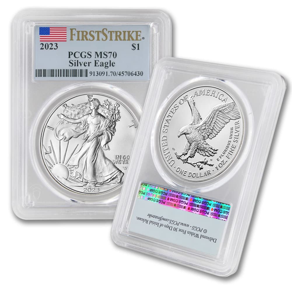 2023 1 oz American Silver Eagle Coin MS-70 (First Strike - Flag Label) $1 PCGS MS70