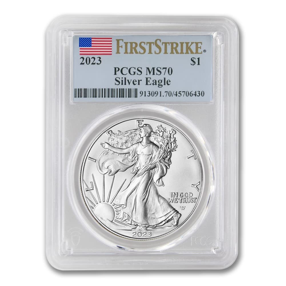 2023 1 oz American Silver Eagle Coin MS-70 (First Strike - Flag Label) $1 PCGS MS70