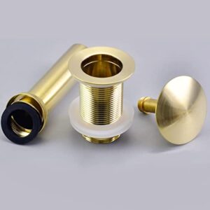 TRUSTMI Brass Pop Up Bathroom Sink Drain Strainer Stopper no Overflow Hole Kitchen Basin Sink Bottle Trap Drainer, Brushed Gold