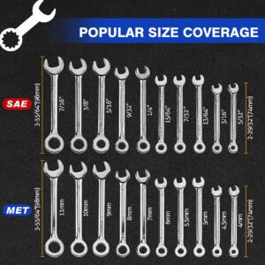 SPEEDWOX Mini Wrench Set Metric SAE Ignition Wrench Sets Open and Box End Wrench Set Small Wrench Set Combination Wrench Sets with Storage Pouches and Key Chains, 4mm-11mm & 5/32"-7/16"