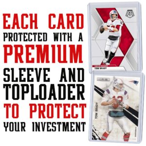 Tom Brady Football Card Bundle, Set of 6 Assorted Tampa Bay Buccaneers New England Patriots and Michigan Wolverines Football Cards of Quarterback Super Bowl Champion Protected by Sleeve and Toploader