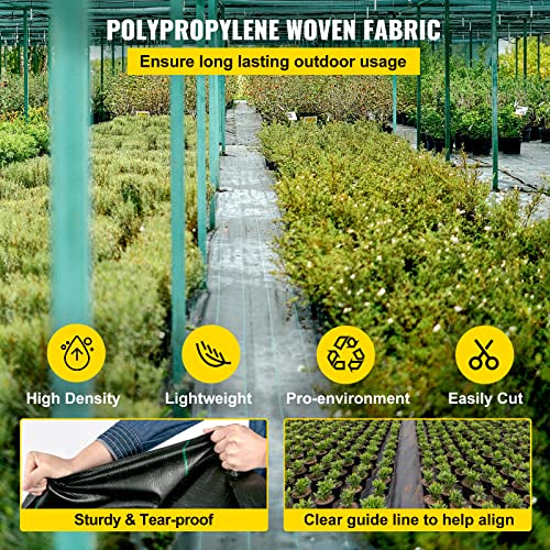 Happybuy 6.5FTx330FT Premium Weed Barrier Landscape Fabric Heavy Duty 3.2OZ, Woven Weed Control Gardening Mat, High Permeability Good for Flower Bed, Geotextile Fabric, Driveway Fabric, Ground Cover