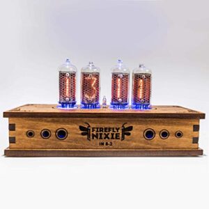 handmade nixie tube clock in-8-2 - made in ukraine - vintage retro table clock - wooden desk nixie tube clock