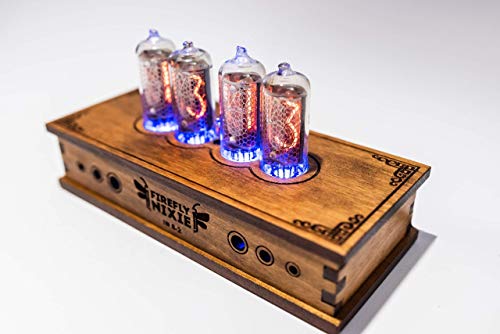 Handmade Nixie Tube Clock IN-8-2 - Made in Ukraine - Vintage Retro Table Clock - Wooden Desk Nixie Tube Clock