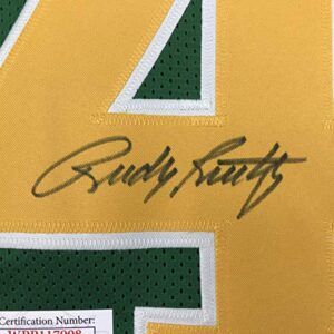 Autographed/Signed Rudy Ruettiger Notre Dame Green Rudy College Football Jersey JSA COA