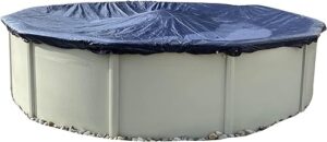 winter block wc18r aboveground pool winter cover 18’ ft. round, 8-year warranty includes winch and cable, superior strength & durability, uv protected, 18', solid blue