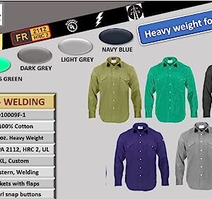 Flame Resistant FR Heavy Duty Welding Shirt - 100% C - 9 oz (2X-Large, Welders Green)