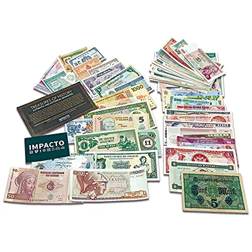 World Currency Collection – 100 Uncirculated Banknotes from 100 Countries, No Duplications, with Certificate of Authenticity – Old Paper Money for Collectors, Schools, & Museums