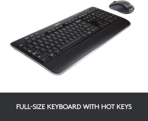 Logitech MK520 Wireless Keyboard and Wireless Mouse Combo — Full Size Keyboard and Mouse Long Battery Life Secure 2.4GHz Connectivity Black