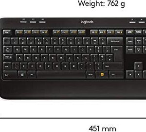 Logitech MK520 Wireless Keyboard and Wireless Mouse Combo — Full Size Keyboard and Mouse Long Battery Life Secure 2.4GHz Connectivity Black