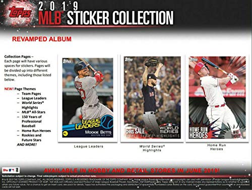 2019 Topps Baseball MLB Stickers Box (50 Packs/4 Stickers)