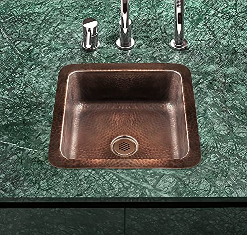 Monarch Abode Pure Copper 17093 Hand Hammered Glasgow Dual Mount Bar Prep Sink (12 inches)