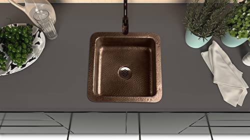 Monarch Abode Pure Copper 17093 Hand Hammered Glasgow Dual Mount Bar Prep Sink (12 inches)