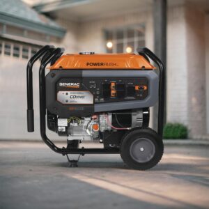 Generac 7686 GP8000E 8,000-Watt Gas-Powered Portable Generator - Electric Start - Powerrush Advanced Technology - Reliable Power for Emergencies and Recreation - 49 State Compliant