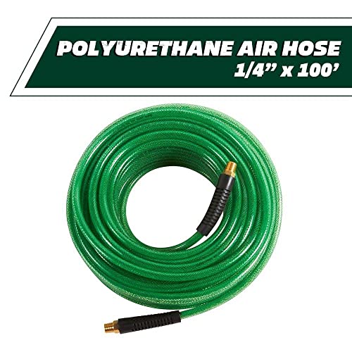 Metabo HPT Air Hose | 1/4-Inch x 100 Ft | Professional Grade Polyurethane | 300 PSI | 19413QPM, Green