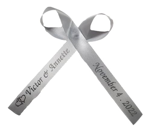 Personalized Ribbons for Bridal Shower Wedding Party Favors or Baby Showers - Custom Made Cut Ribbon 50 100 Assembled Bows Safety Pins