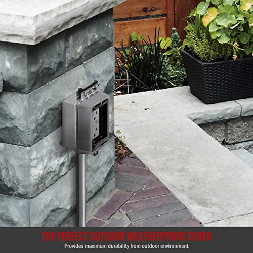 ENERLITES Outdoor Outlet Cover Extra-Duty in-Use Weatherproof Outdoor Decorator/GFCI Receptacle Outlets, Weatherproof Enclosure, 1-Gang 6.1” H x 3.4” W x 2.8” D, Clear Cover, IUC1V-D-2PCS, 2 Count