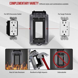 ENERLITES Outdoor Outlet Cover Extra-Duty in-Use Weatherproof Outdoor Decorator/GFCI Receptacle Outlets, Weatherproof Enclosure, 1-Gang 6.1” H x 3.4” W x 2.8” D, Clear Cover, IUC1V-D-2PCS, 2 Count