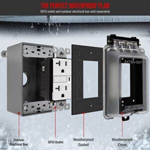 ENERLITES Outdoor Outlet Cover Extra-Duty in-Use Weatherproof Outdoor Decorator/GFCI Receptacle Outlets, Weatherproof Enclosure, 1-Gang 6.1” H x 3.4” W x 2.8” D, Clear Cover, IUC1V-D-2PCS, 2 Count