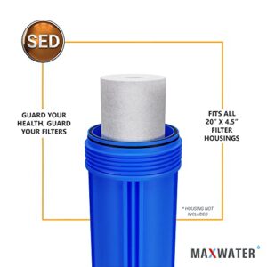 Max Water 20 inch x 4.5 inch, 5 Micron Replacement Sediment Water Filter Cartridge for Whole House, Melt Blown Filtration Fiber for Heavy Duty (Pack of 20)