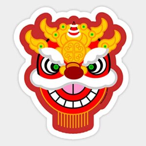 happy chinese new year lion dance vinyl sticker