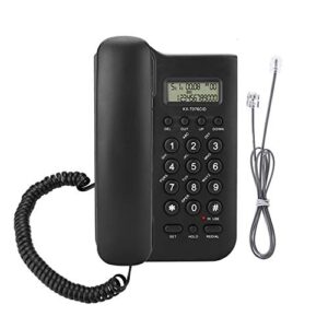 Corded Phone, Desktop Wall Phone Wired Landline Telephone Support Redial, FSK/DTMF Incoming and Caller lD Display for Home/Hotel/Office(Black)