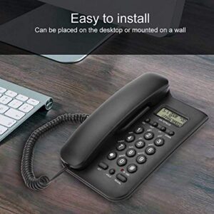 Corded Phone, Desktop Wall Phone Wired Landline Telephone Support Redial, FSK/DTMF Incoming and Caller lD Display for Home/Hotel/Office(Black)