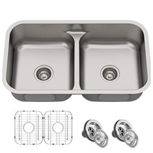 kraus kbu32 premier 32-inch 16 gauge undermount 50/50 double bowl kitchen sink with smart low divider