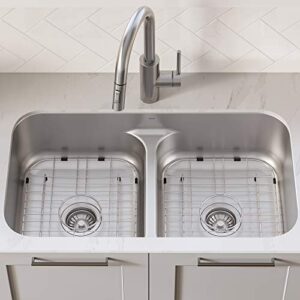 KRAUS KBU32 Premier 32-inch 16 Gauge Undermount 50/50 Double Bowl Kitchen Sink with Smart Low Divider