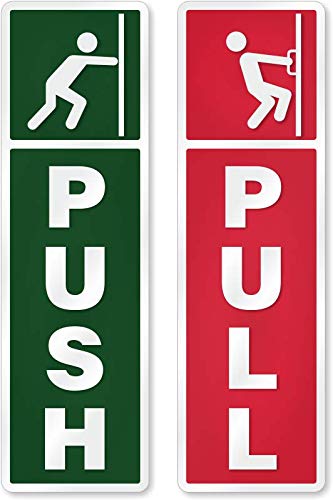 SmartSign "Pull/Push" Kit of 2 Anodized Signs | 1.5" x 5" Aluminum