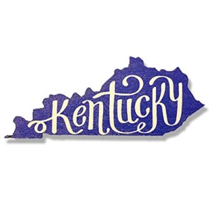 kentucky cutout shape magnet with blue and white kentucky script