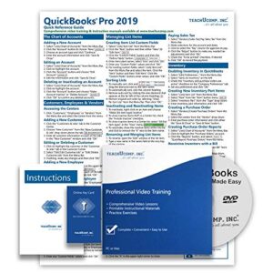 teachucomp deluxe video training tutorial course for quickbooks desktop pro 2019- video lessons, pdf instruction manual, quick reference guide, testing, certificate of completion