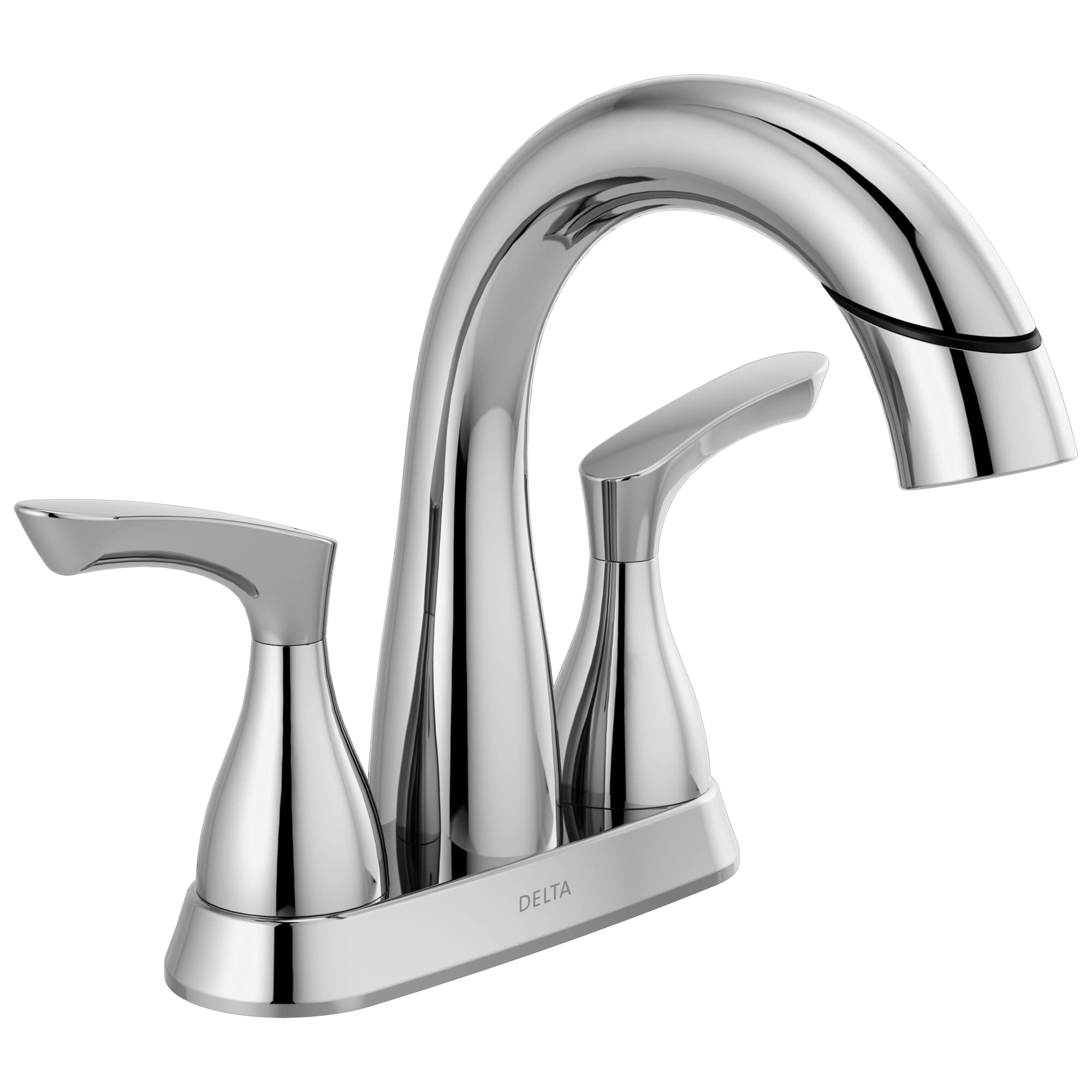 Delta Faucet Broadmoor Pull Down Bathroom Faucet Chrome, Bathroom Pull Out Faucet, Bathroom Sink Faucet with Pull Down Sprayer, Centerset Bathroom Faucet with Magnetic Docking, Matte Black 25765LF-PD