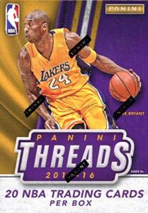 2015/16 panini threads nba basketball factory sealed blaster box with two(2) autograph/memorabilia on average! look for rcs & autos of karl-anthony towns, kristaps porzingis & many more! wowzzer!