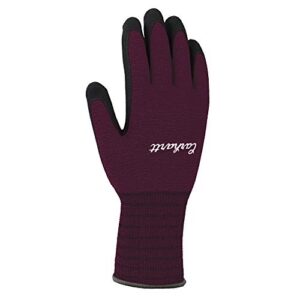 carhartt women's all purpose nitrile grip glove, deep wine, small (pack of 1)