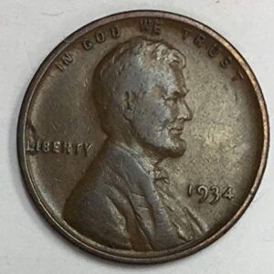 1934 P Lincoln Wheat Penny Average Circulated Good to Fine