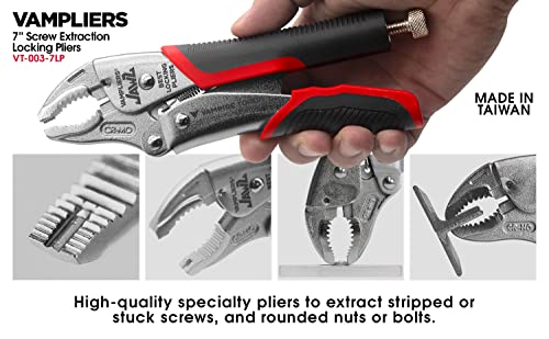 VAMPLIERS: JAWZ 7.5" VISE-GRIP LOCKING PLIERS for Extracting Damaged, Rusted, Stripped, Security, Specialty, Screws, Nuts, and Bolts: VT-003-7LP.