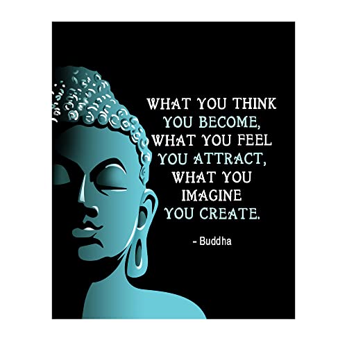 What You Think, Feel & Imagine - Buddha Quotes Spiritual Wall Art Print. Modern Inspirational Wall Print. Ideal For Home Decor, Studio Decor & Office Decor. Perfect Gift For All. Unframed - 8x10"