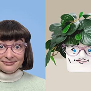 30 Watt Face Plant, Novelty Planter Holds Small Plants, Glasses & You Can Draw on It. Elegant Ceramic Pot for Succulents, Cacti or Your Average Fern, Perfect Gifting