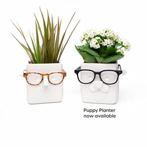 30 Watt Face Plant, Novelty Planter Holds Small Plants, Glasses & You Can Draw on It. Elegant Ceramic Pot for Succulents, Cacti or Your Average Fern, Perfect Gifting