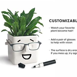 30 Watt Face Plant, Novelty Planter Holds Small Plants, Glasses & You Can Draw on It. Elegant Ceramic Pot for Succulents, Cacti or Your Average Fern, Perfect Gifting