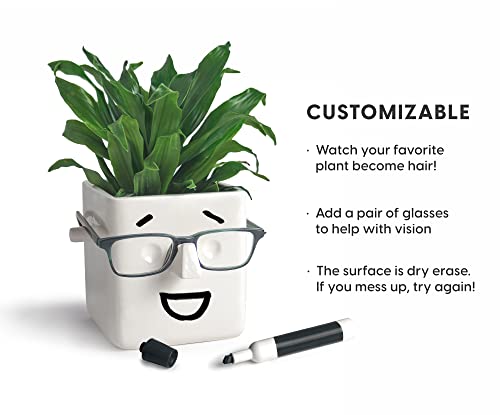 30 Watt Face Plant, Novelty Planter Holds Small Plants, Glasses & You Can Draw on It. Elegant Ceramic Pot for Succulents, Cacti or Your Average Fern, Perfect Gifting