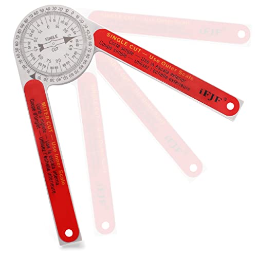 Miter Saw Protractor Replacement for #505P-7 Angle Finder Featuring Precision Laser-Inside & Outside Miter Angle Finder Protractor for All Building Trades, Plumbers, Carpenters Plastic （Red）