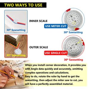 Miter Saw Protractor Replacement for #505P-7 Angle Finder Featuring Precision Laser-Inside & Outside Miter Angle Finder Protractor for All Building Trades, Plumbers, Carpenters Plastic （Red）