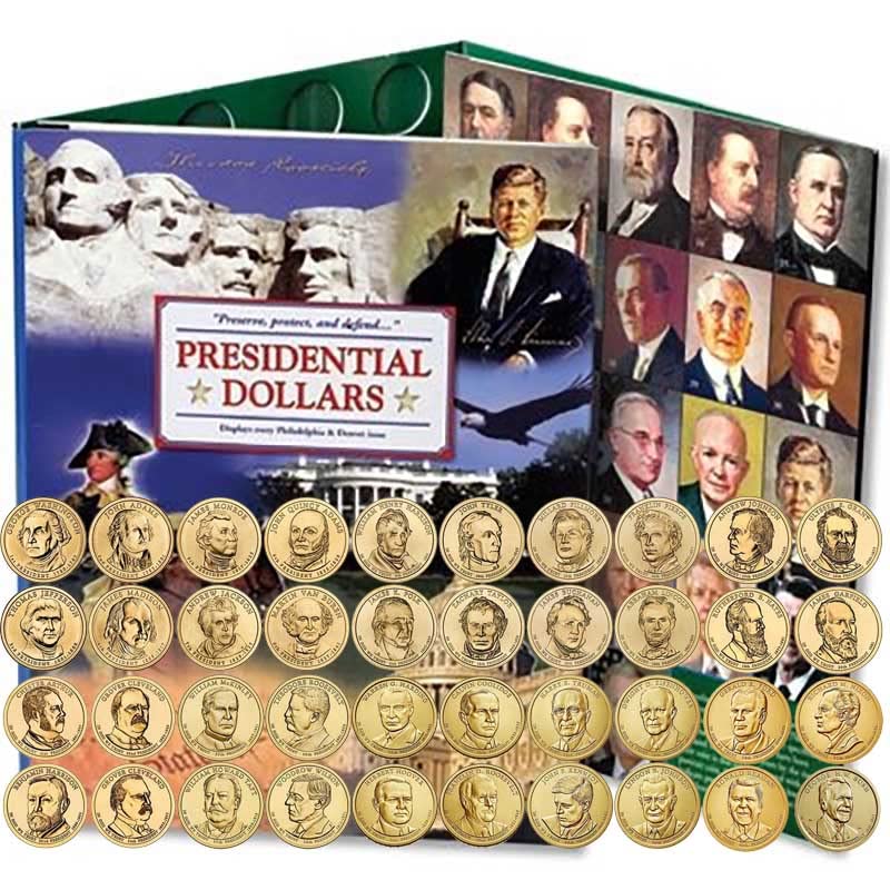 2007 P, D 2007-2020 Presidential Dollars 80 Coin Set in Full Color Littleton Coin Folder Dollar Set Uncirculated