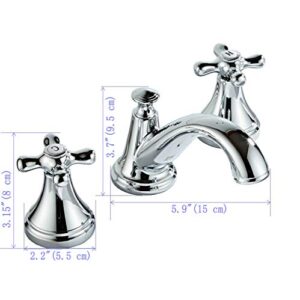 Bathroom Sink Faucet Widespread Chrome Finish 2 Handle 3 Hole Deck Mount Lavatory to Fit 8-16 Inch Gooseneck Leekayer,LK3301C