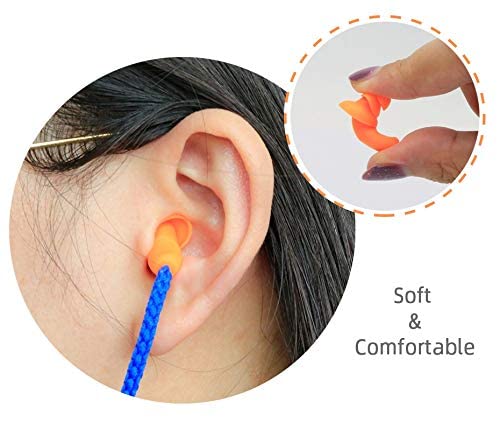 Quality Reusable Earplugs 100 Pair - 25dB Corded Silicone Ear Plugs for Shooting Noise Reduction Construction Work - Motorcycle Ear Plugs with String Hunting Ear Protection Range Hearing Protection