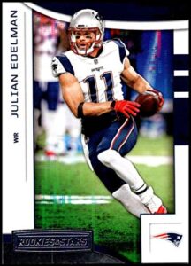 2018 rookies and stars football #21 julian edelman new england patriots official nfl trading card produced by panini