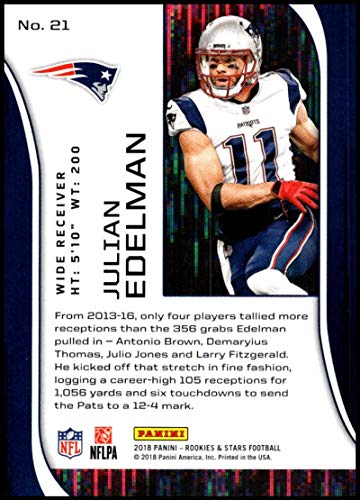 2018 Rookies and Stars Football #21 Julian Edelman New England Patriots Official NFL Trading Card Produced by Panini