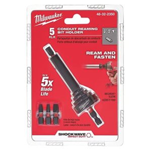 milwaukee 48-32-2350 shockwave conduit reaming bit holder 1/2in, 3/4in & 1in emt (limited edition)